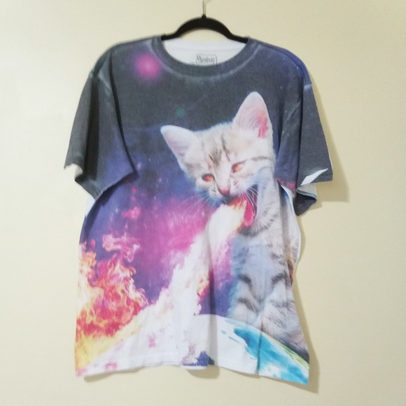Spencer's | Tops | Spencers Fire Breathing Cat Tshirt | Poshmark